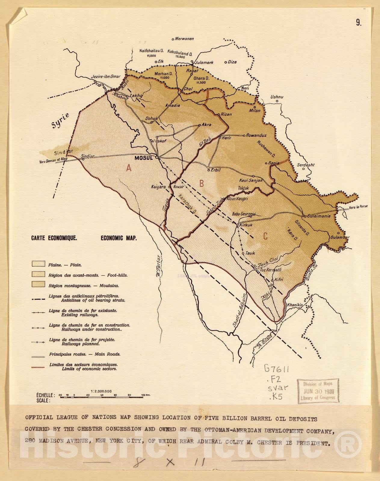 Historic 1924 Map - Border Maps of Iran & Turkey - Sheet 9: Economic M ...