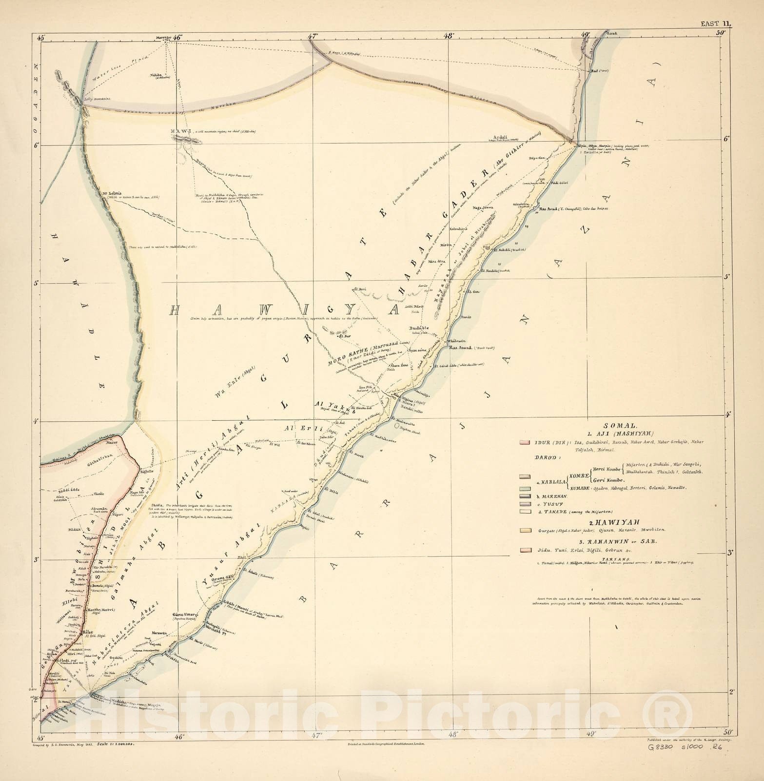 Historic 1881 Map - A map of Eastern Equatorial Africa - East 11 ...