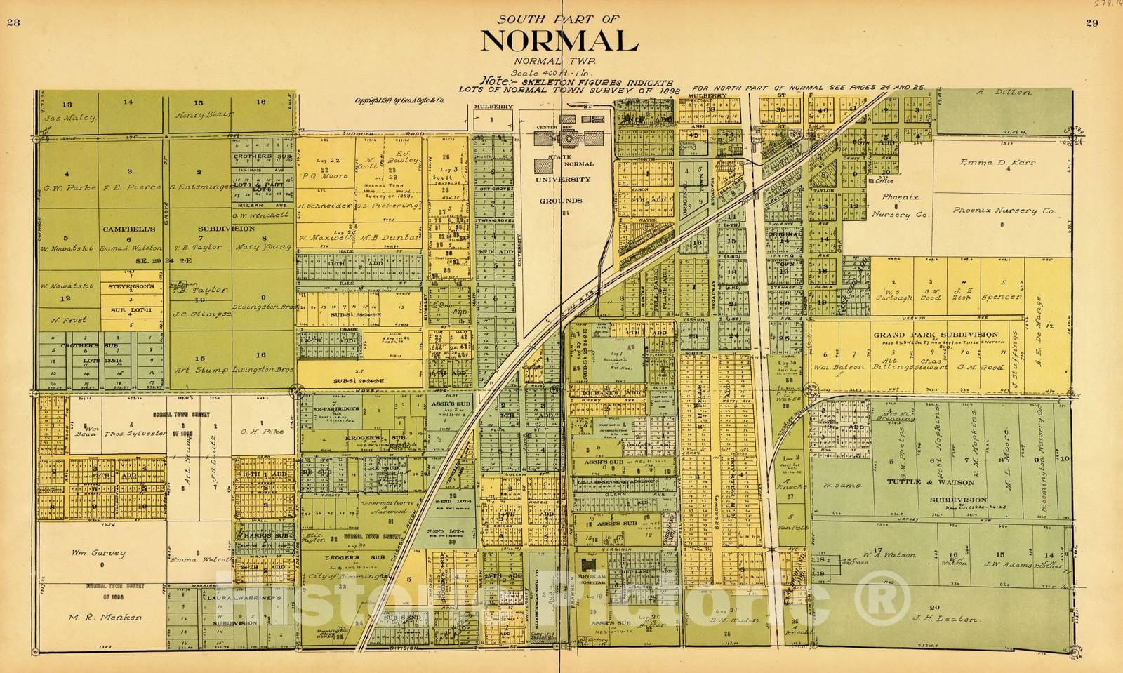 Historic 1914 Map - Standard Atlas of McLean County, Illinois, Includi ...
