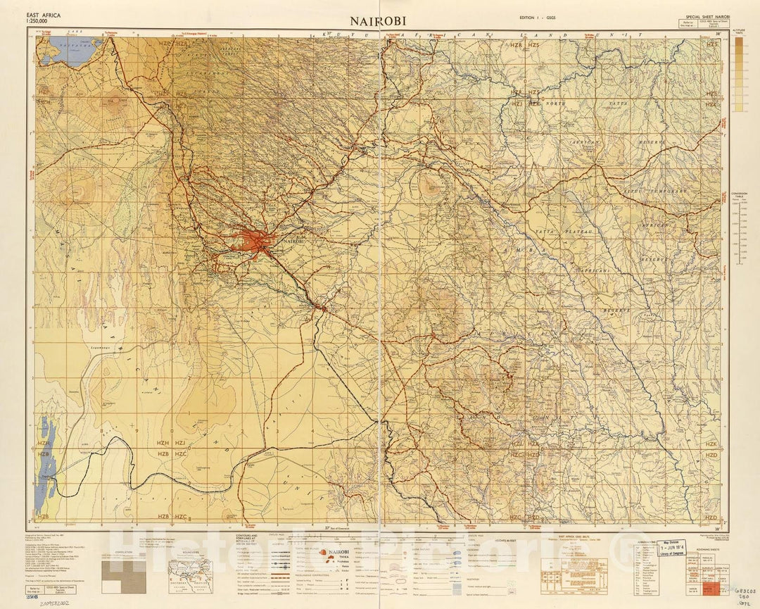 Historic 1954 Map - East Africa 1:250,000. - Nairobi – Historic Pictoric