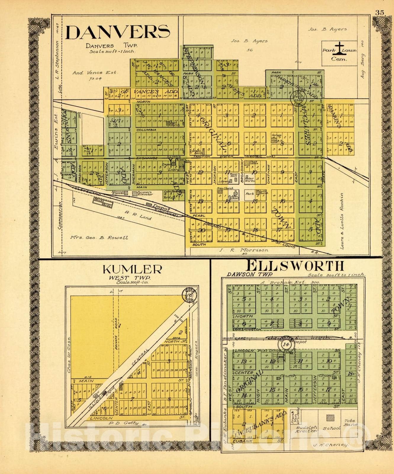 Historic 1914 Map - Standard Atlas of McLean County, Illinois, Includi ...