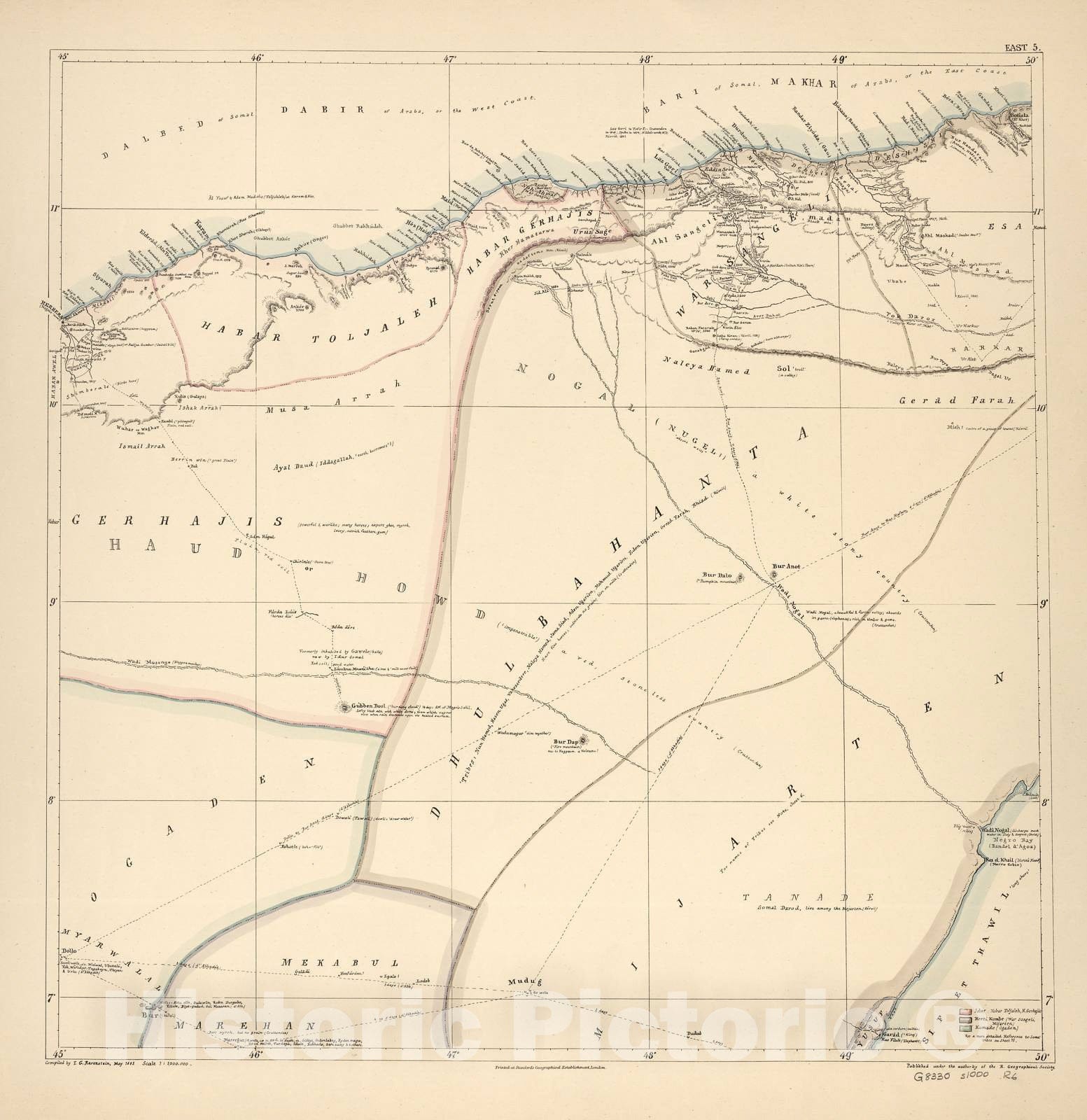 Historic 1881 Map - A map of Eastern Equatorial Africa - East 5 ...