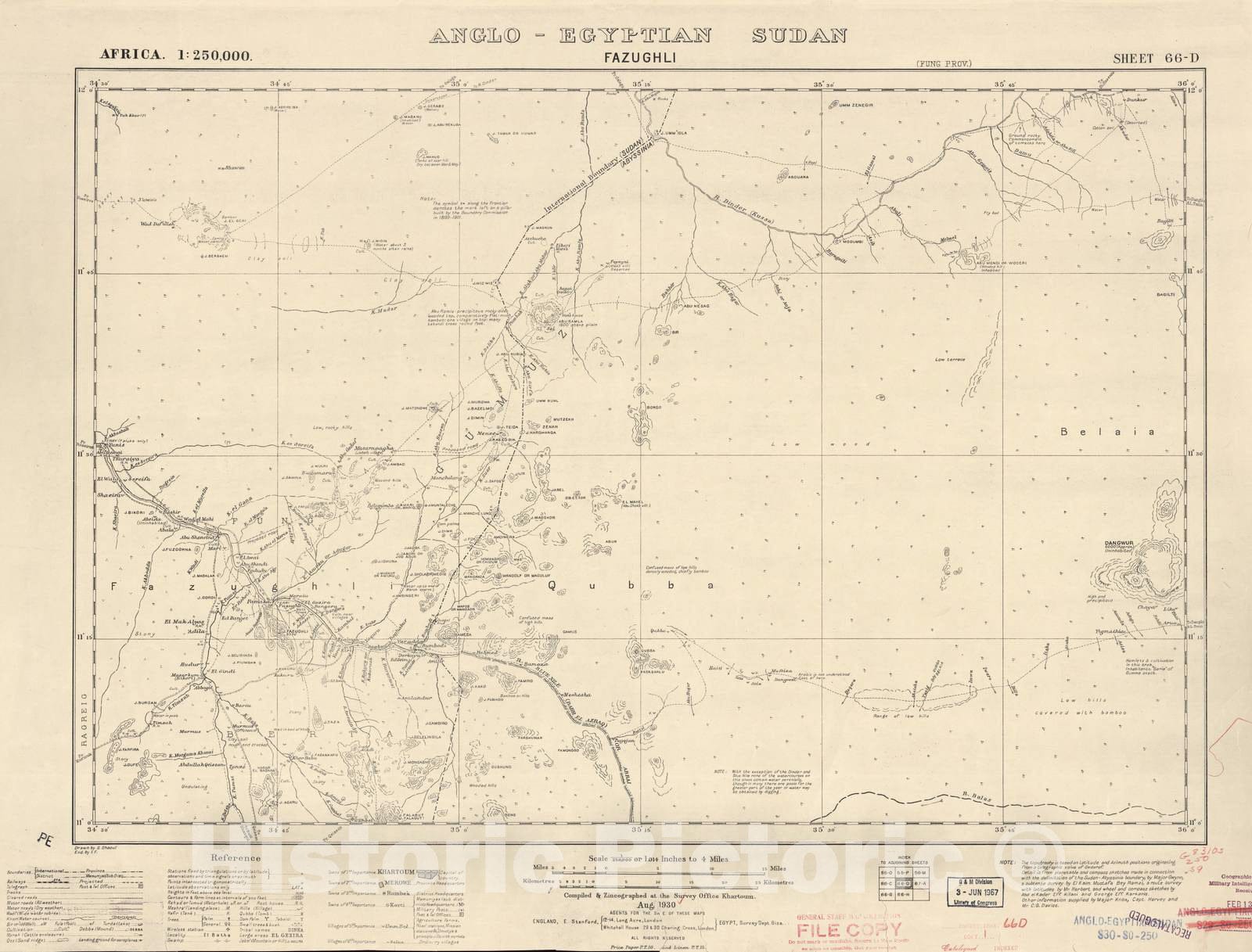 Historic 1909 Map - Sudan 1:250,000 - Fazughli Sheet 66-D Aug 1930 - A ...