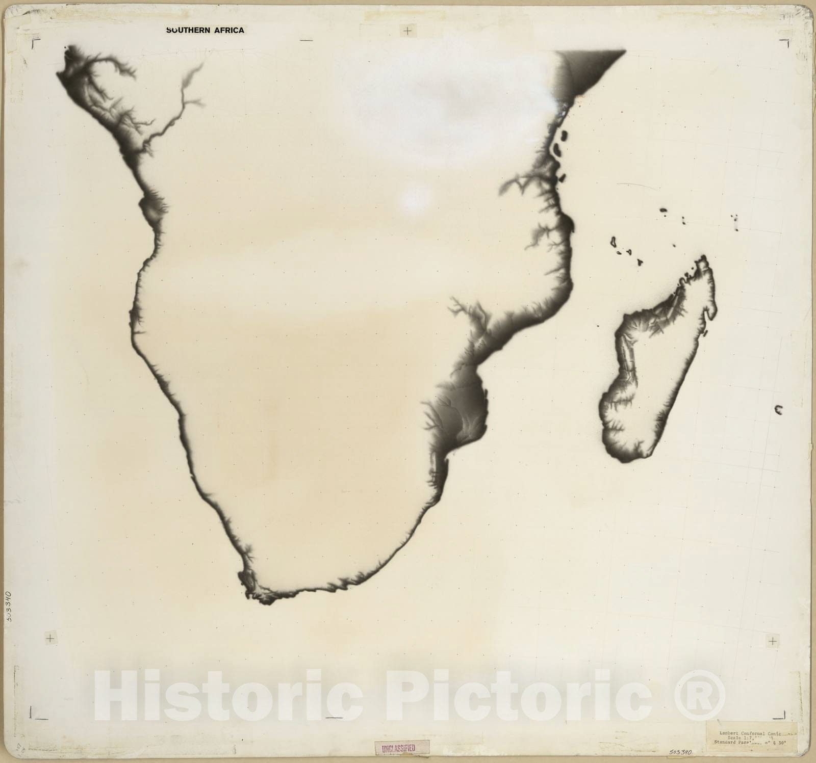 Historic Map - CIA Terrain Board Collection - Southern Africa - Shaded ...
