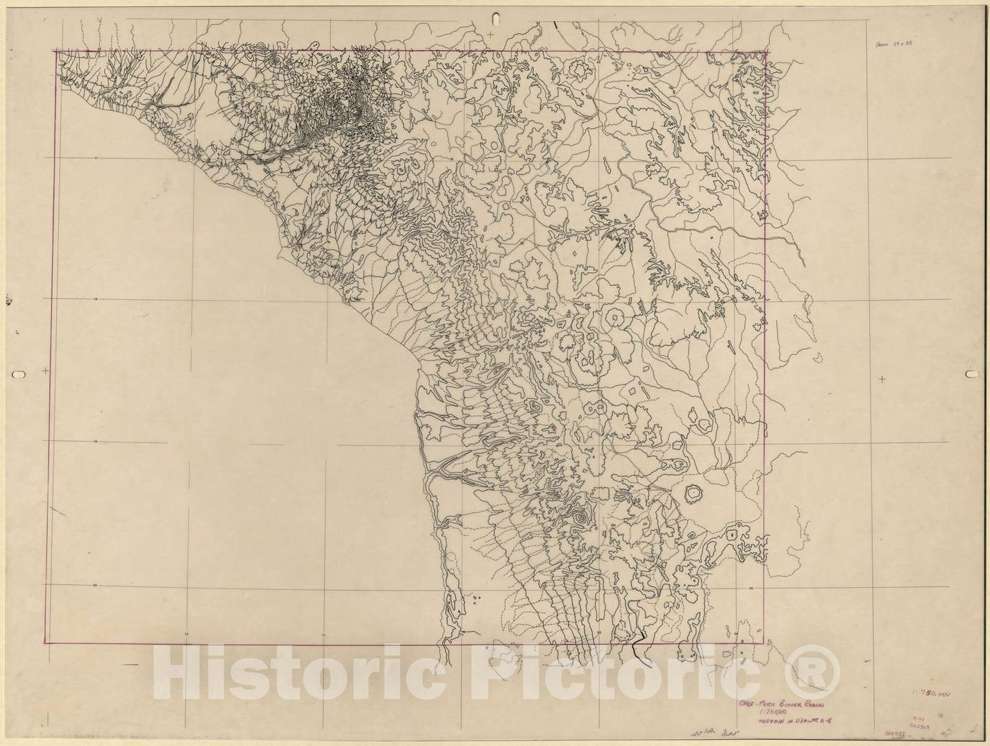 Historic Map - CIA Terrain Board Collection - Chile-Peru Border Region ...