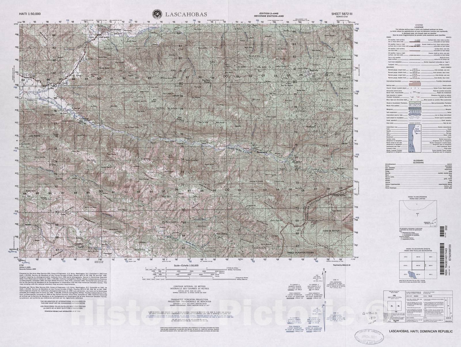 Historic 1948 Map - Haiti 1:50,000. - Lascahobas, Sheet 5872 III - 2 e ...