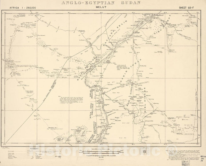 Historic 1909 Map - Sudan 1:250,000 - Melut Sheet 66-F Dec 1917 - Angl ...