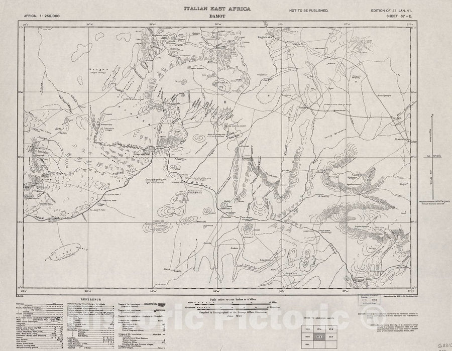 Historic 1909 Map - Sudan 1:250,000 - Damot Sheet 67-E Jan 1941 - Angl ...