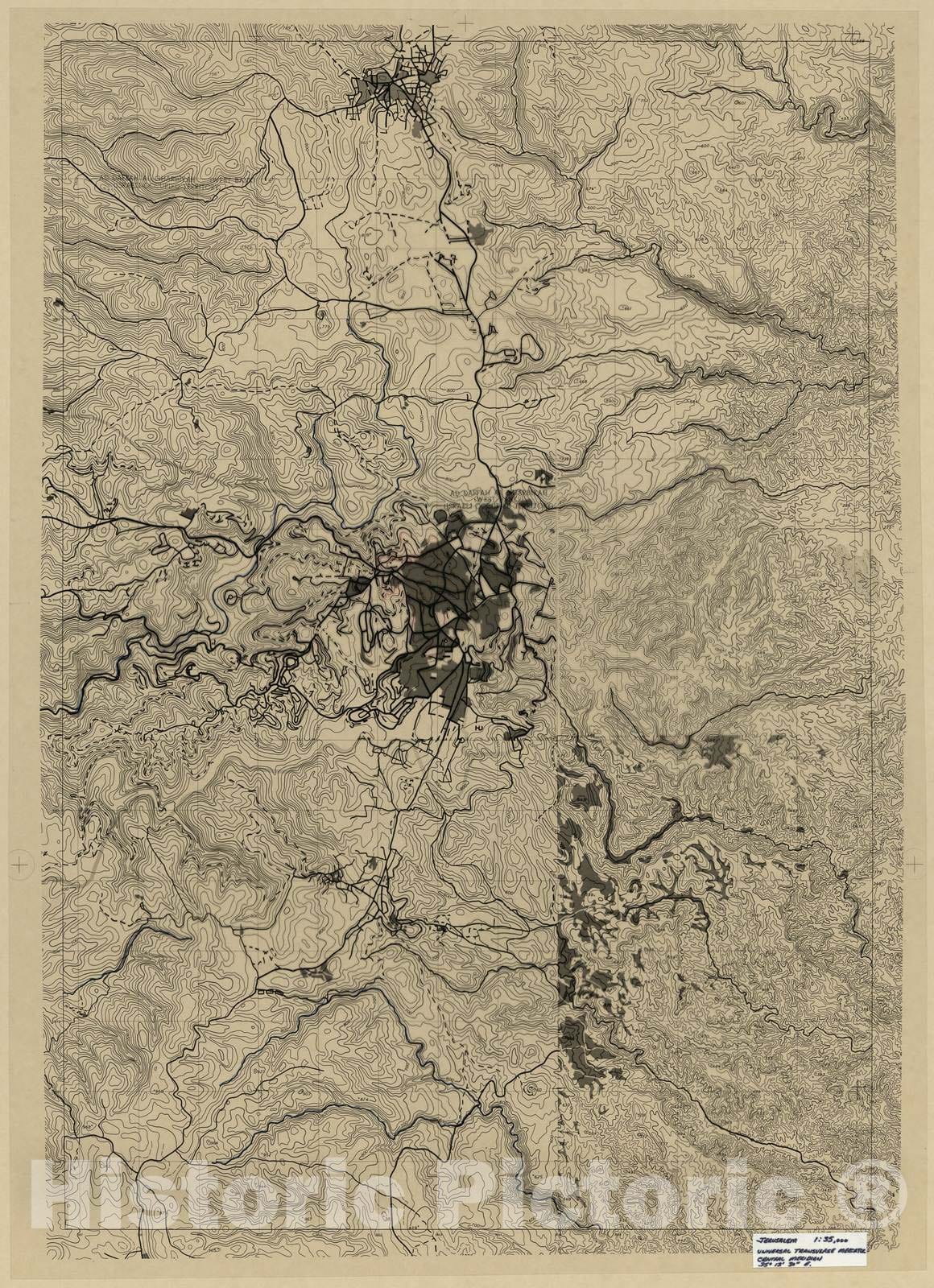 Historic Map - CIA Terrain Board Collection - Jerusalem - Reference li ...