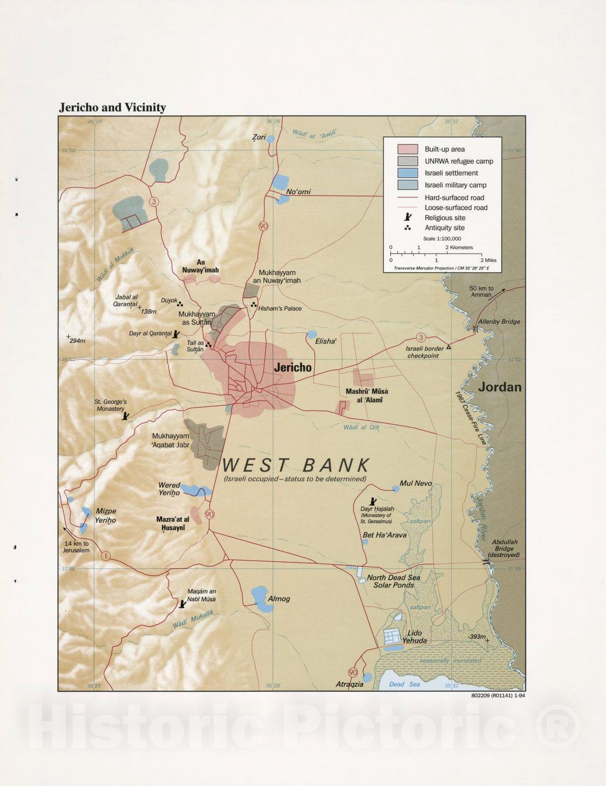 Historic 1994 Map - The Gaza Strip & West Bank : a map Folio - Jericho ...
