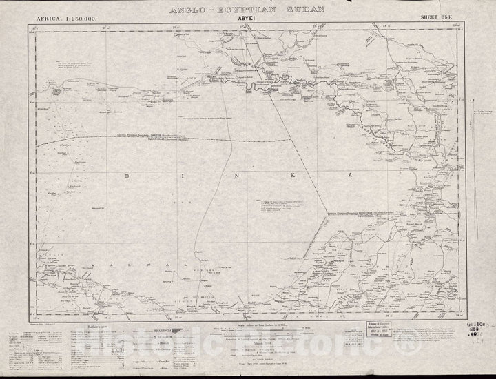 Historic 1909 Map - Sudan 1:250,000 - Abyei Sheet 65-K Mar 1936 - Angl ...