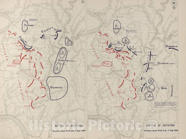 Historic 1962 Map - The West Point Atlas of The Civil War - Antietam C ...