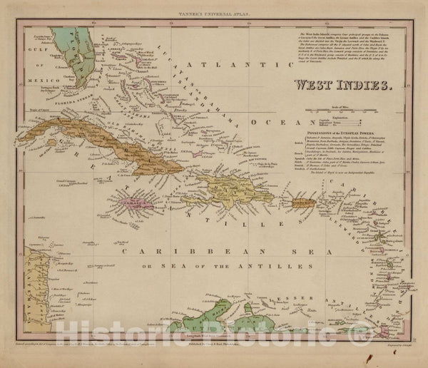 Historic 1844 Map - A New Universal Atlas, containing maps of The Vari ...