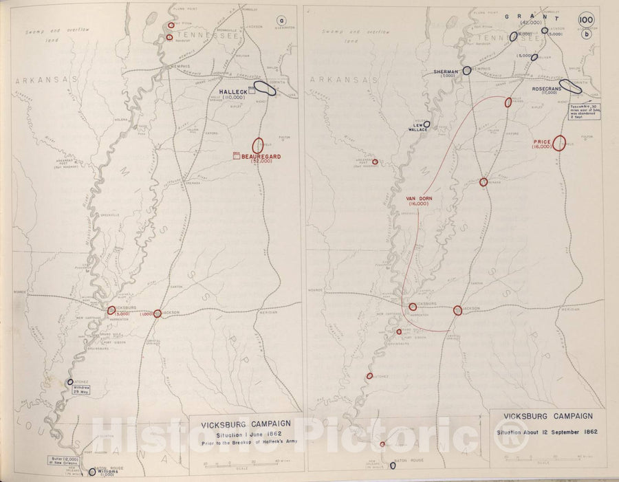 Historic 1959 Map - The West Point Atlas of American Wars - Vicksburg ...