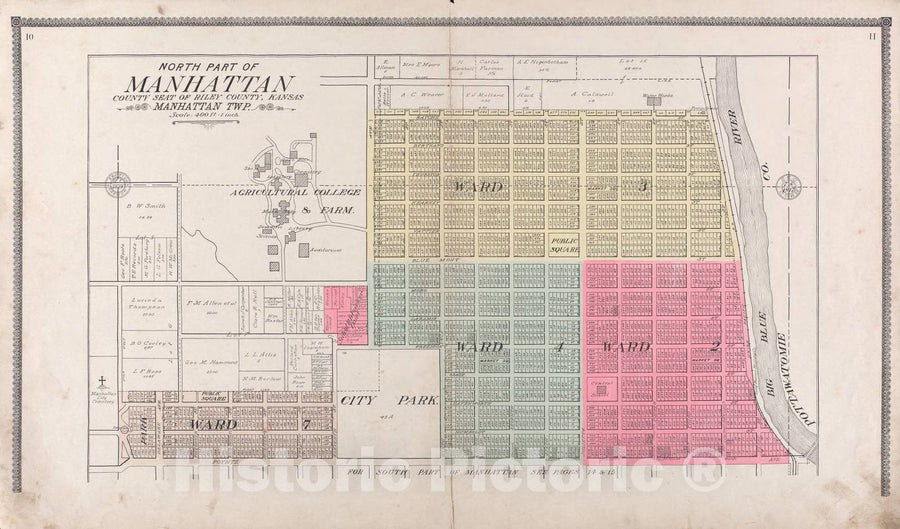 Historic 1909 Map - Standard Atlas of Riley County, Kansas - North Par ...