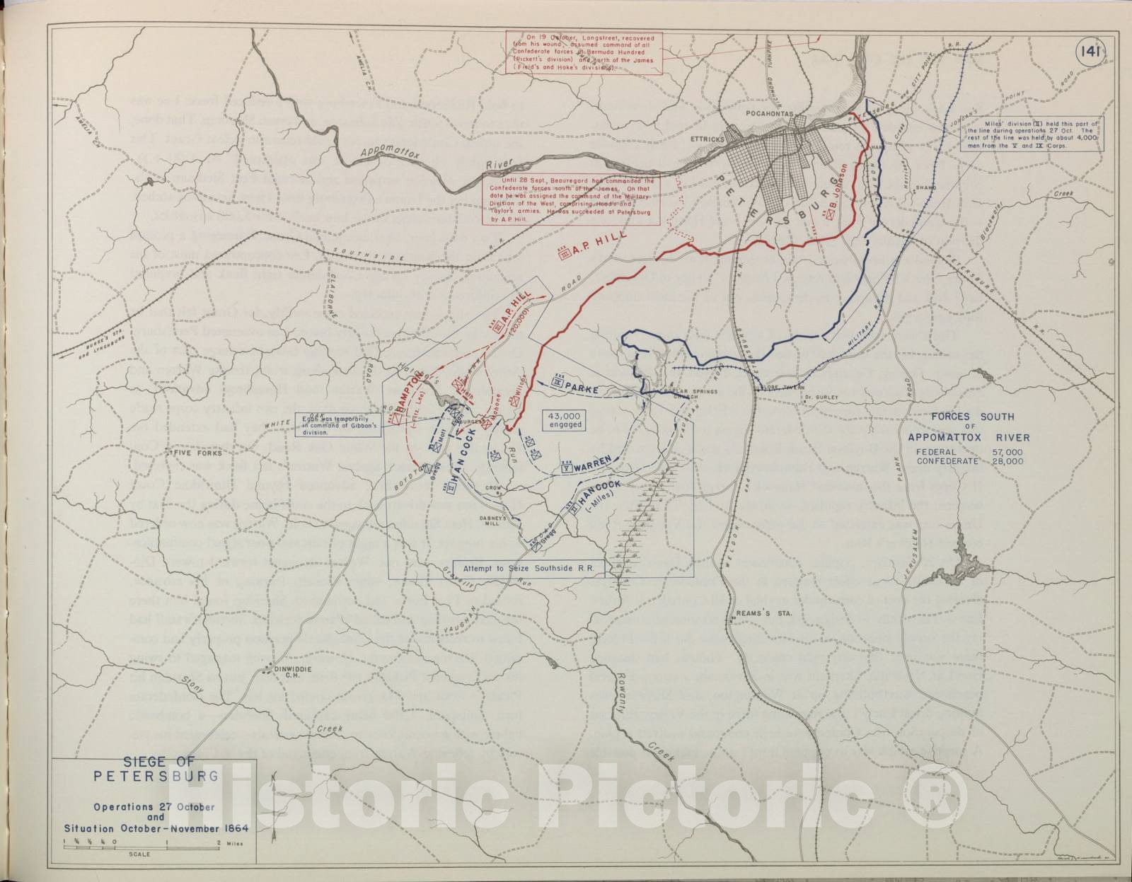 Historic 1959 Map - The West Point Atlas of American Wars - Siege of P ...