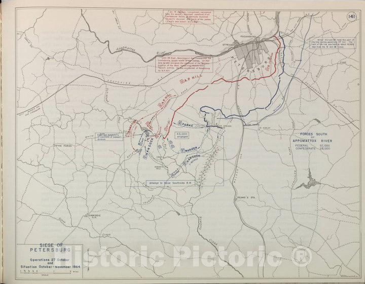 Historic 1959 Map - The West Point Atlas of American Wars - Siege of P ...