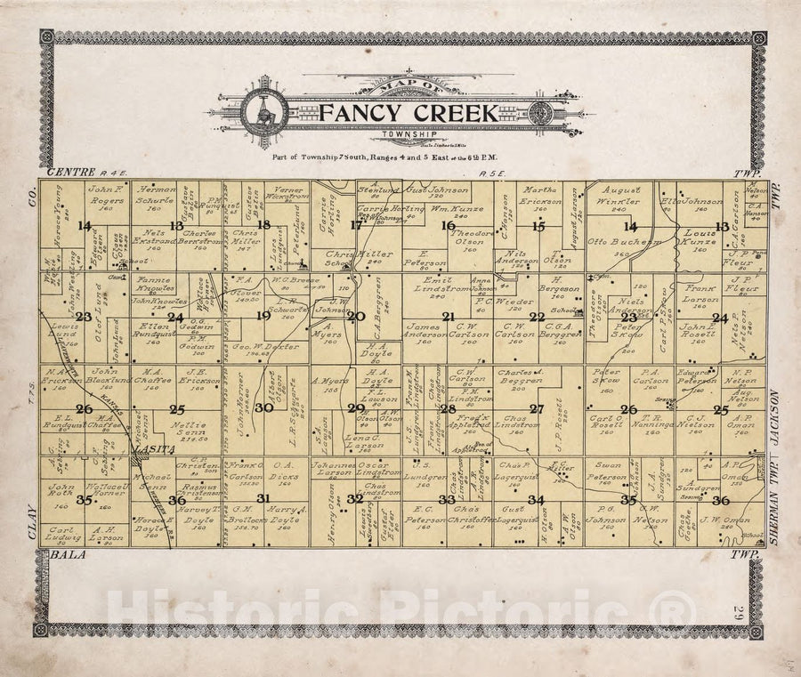 Historic 1909 Map - Standard Atlas of Riley County, Kansas - Map of Fa ...