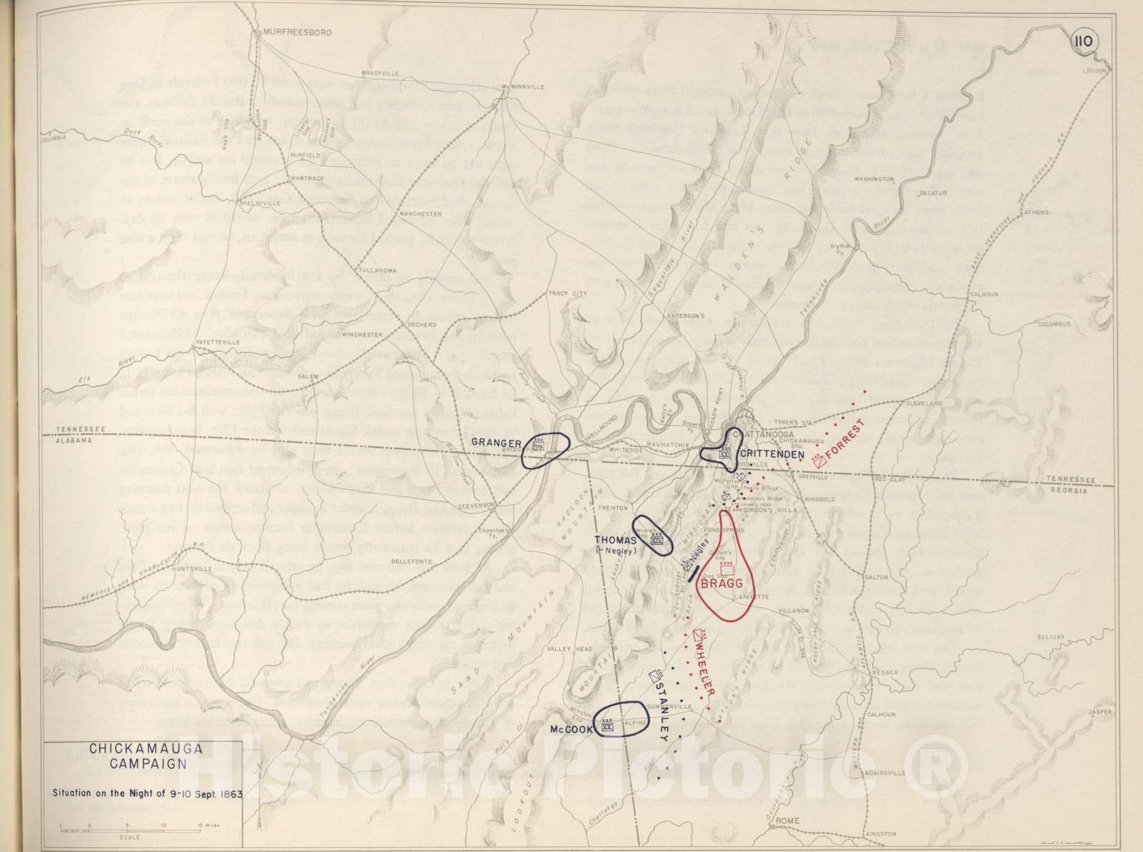Historic 1962 Map - The West Point Atlas of The Civil War - Chickamaug ...