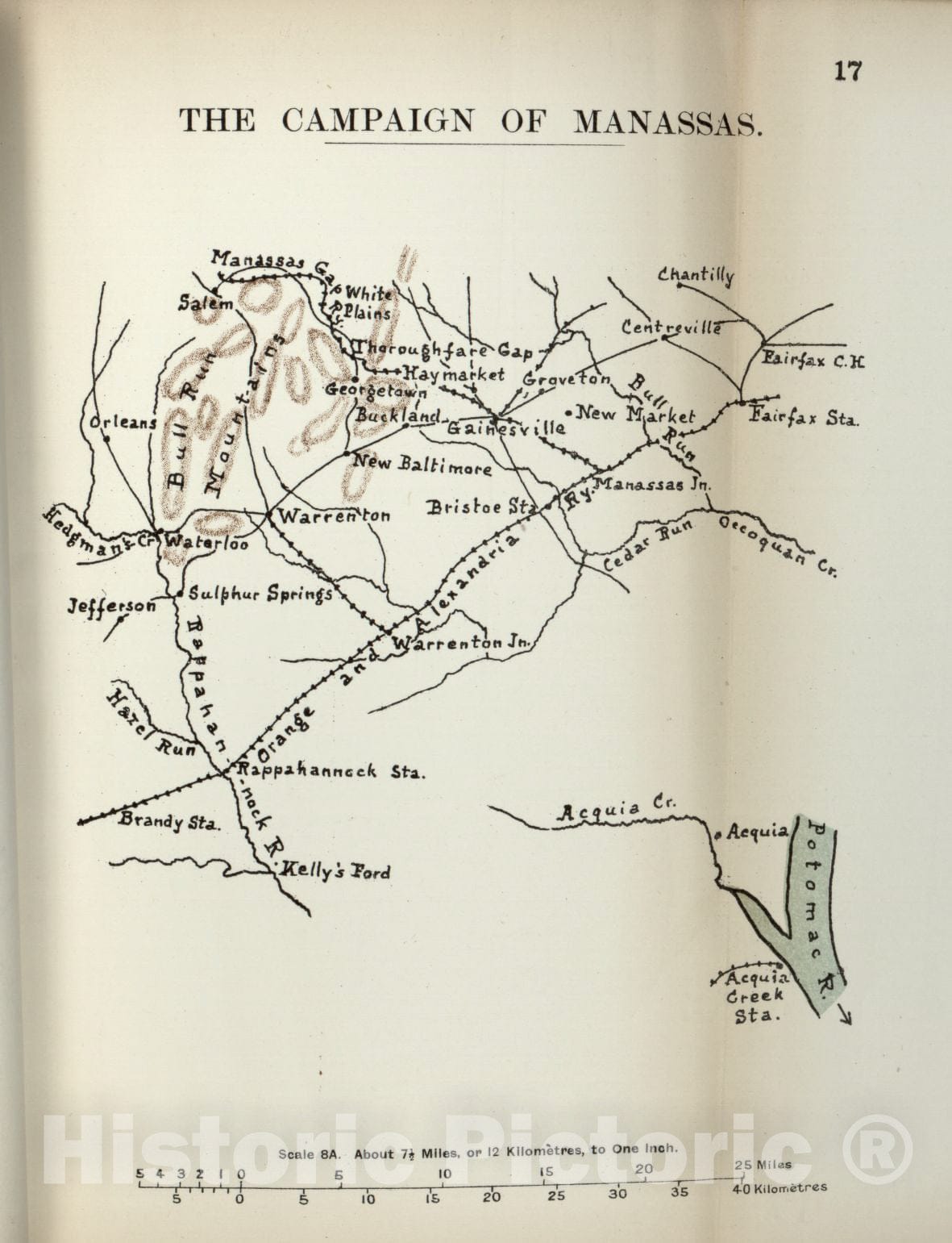 Historic 1910 Map - The American Civil War-maps. - Campaign of Manassa ...