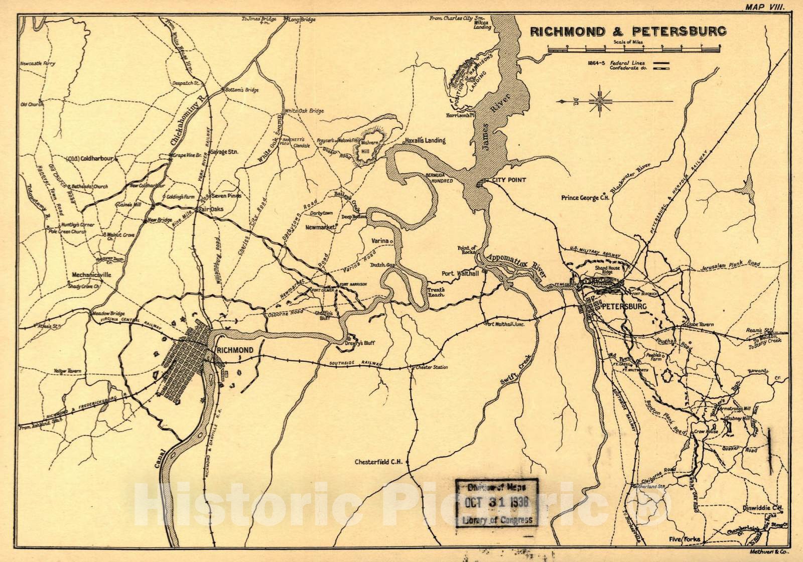 Historic 1905 Map - Maps, Wood's Civil War in The United States. - Sou ...
