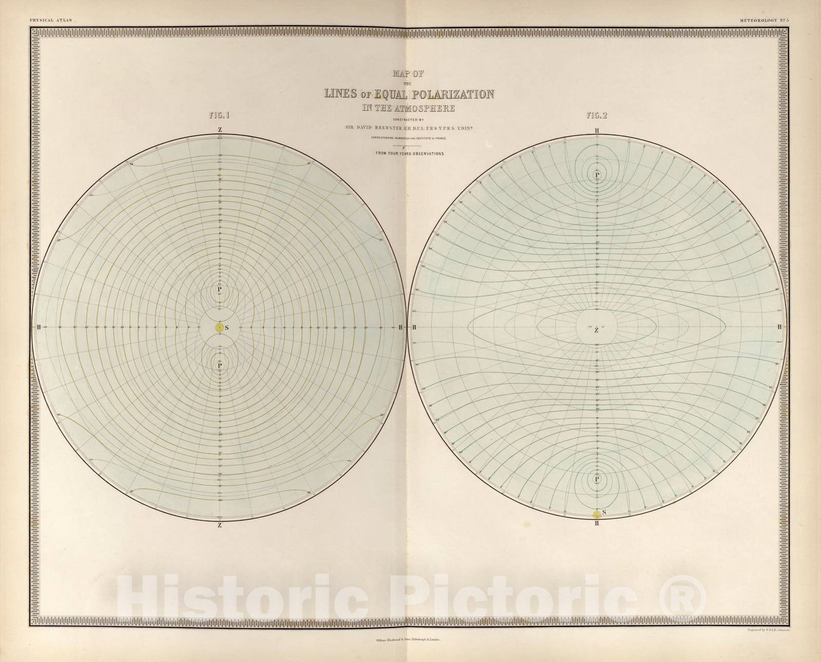 Historic 1848 Map - The Physical Atlas Illustrating The Geographical D ...