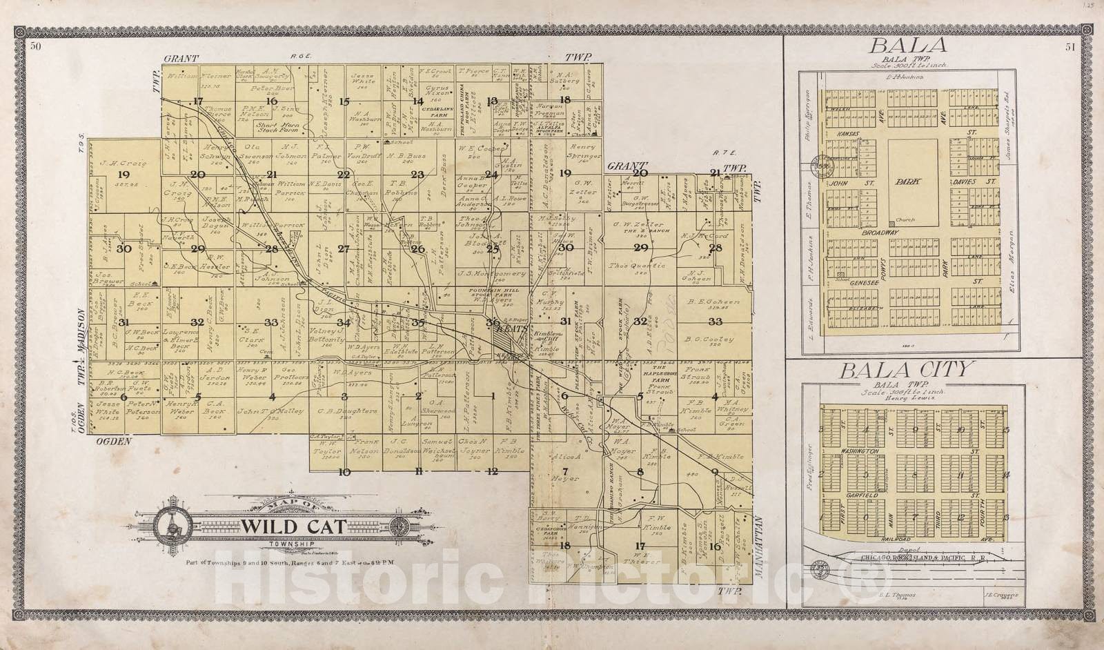 Historic 1909 Map - Standard Atlas of Riley County, Kansas - Map of Wi ...