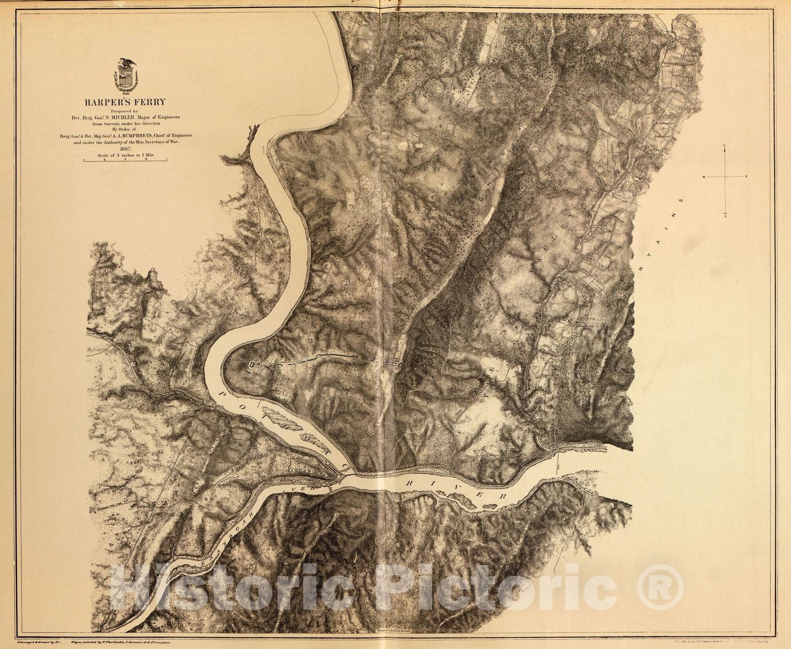 Historic 1883 Map - Military maps of The United States. - Harper's Fer ...