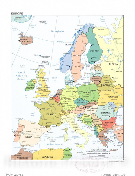Historic 2008 Map - Europe. – Historic Pictoric