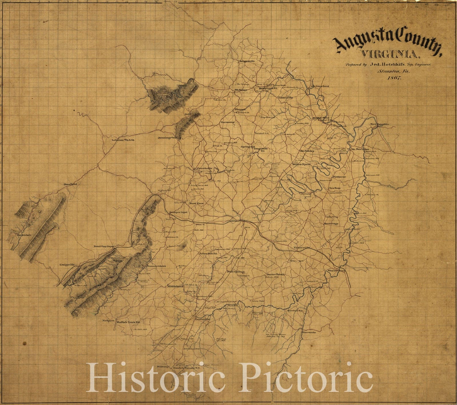 Historic 1867 Map - Augusta County, Virginia, – Historic Pictoric