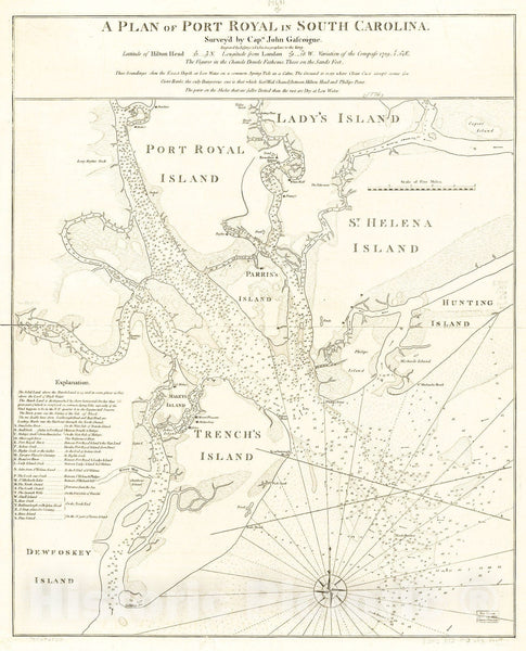 Historic 1773 Map - A Plan of Port Royal in South Carolina. - Historic ...