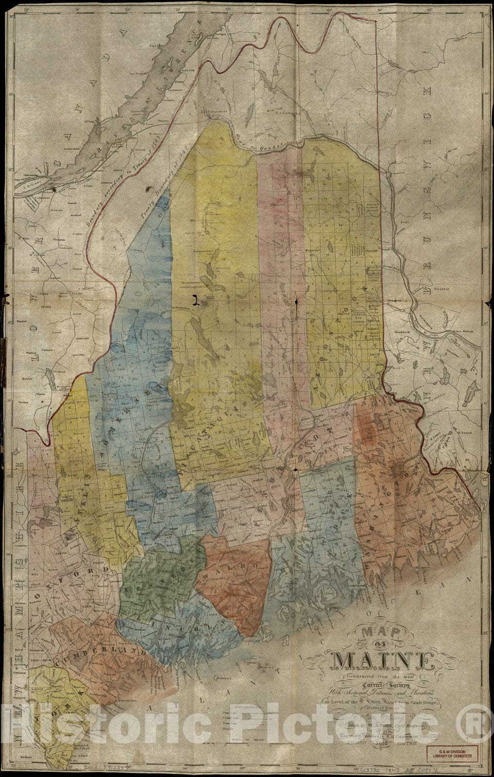 Historic 1843 Map - Map of Maine : Constructed from The Most Correct s ...