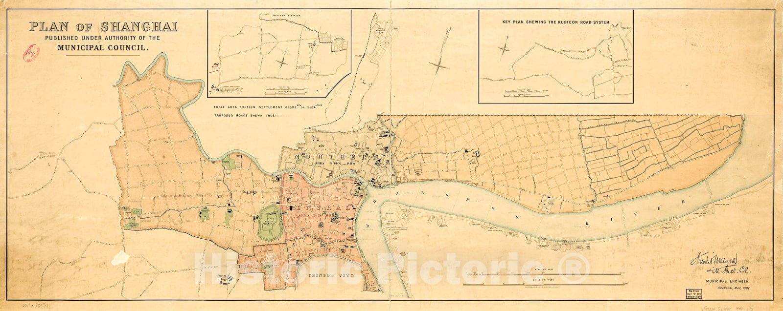 Historic 1904 Map - Plan of Shanghai – Historic Pictoric