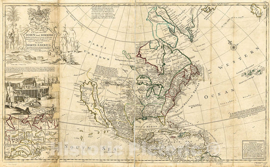 Historic 1715 Map - This map of North America, According to ye Newest ...