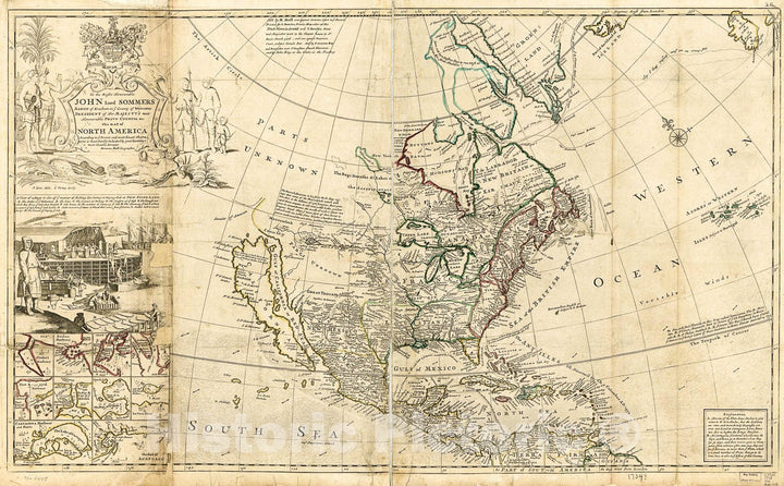 Historic 1715 Map - This map of North America, According to ye Newest ...