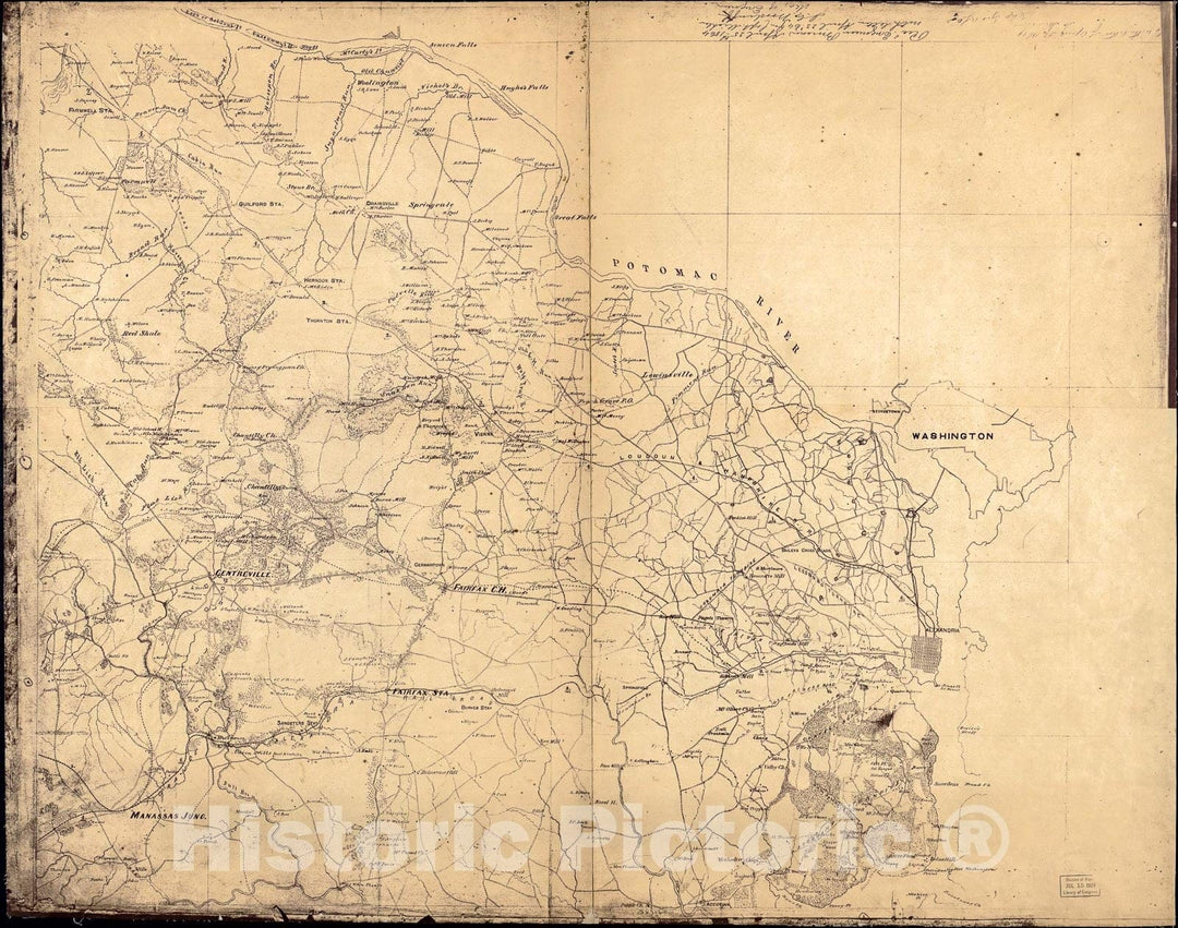 Historic 1864 Map - Map of Fairfax and Alexandria Counties, Virginia ...