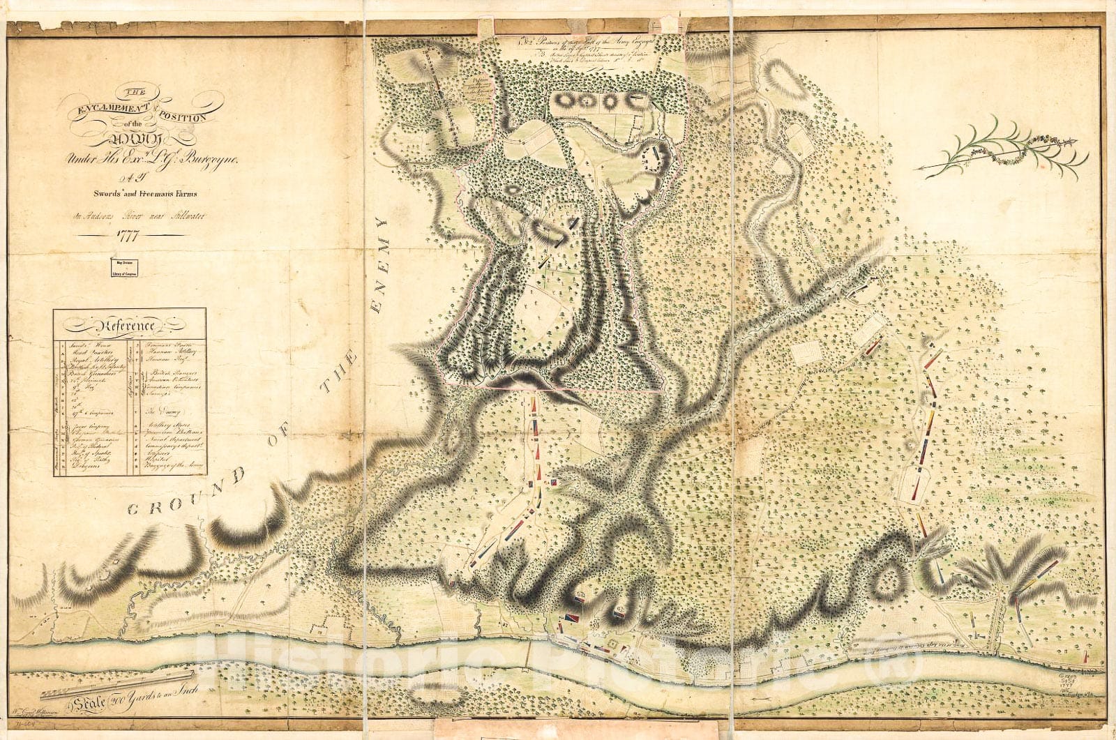Historic 1777 Map - The Encampment & Position of The Army Under His Ex ...