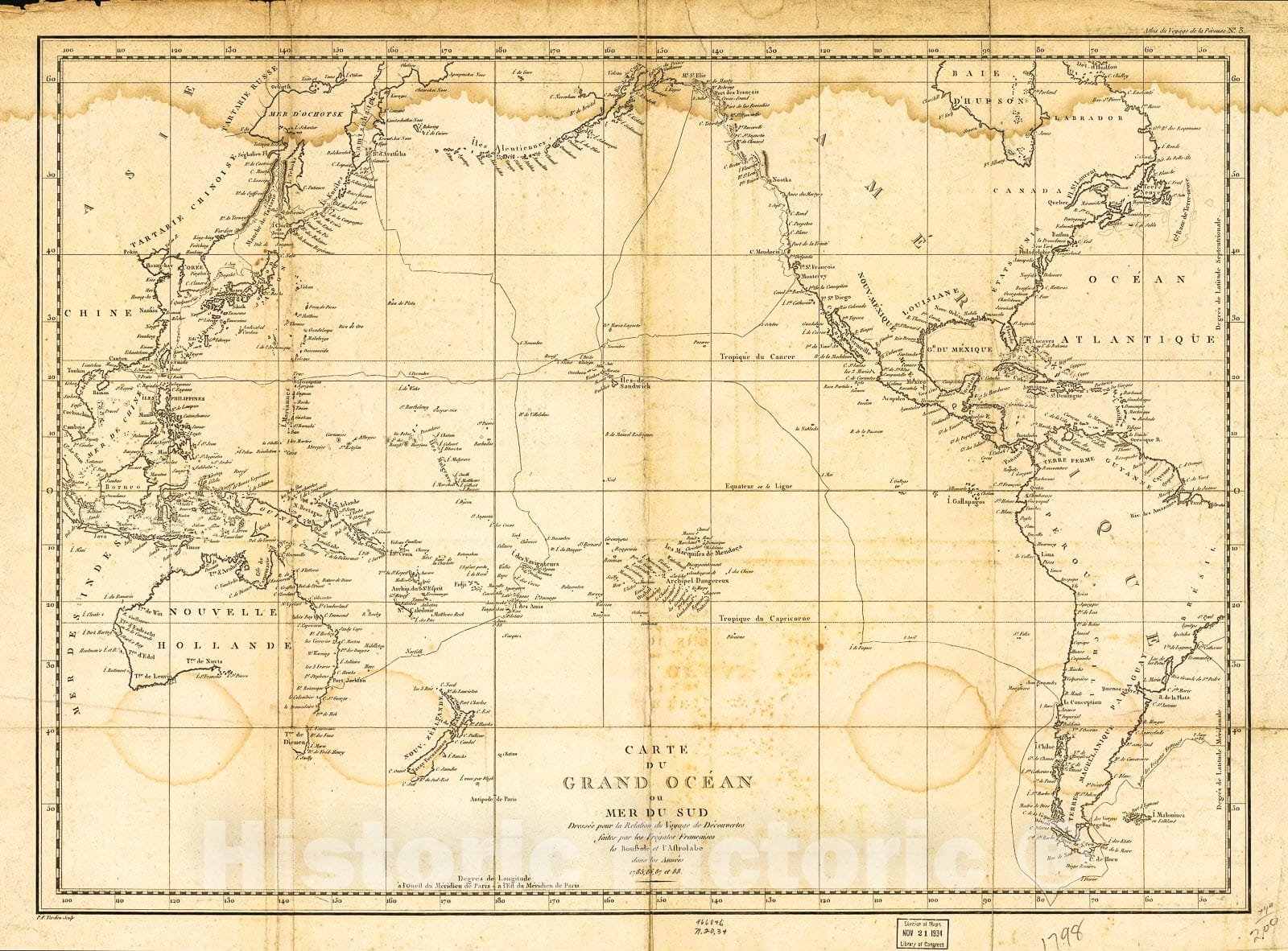 Historic 1788 Map - Carte de Grand OcÃ©an ou Mer du Sud. - Historic ...