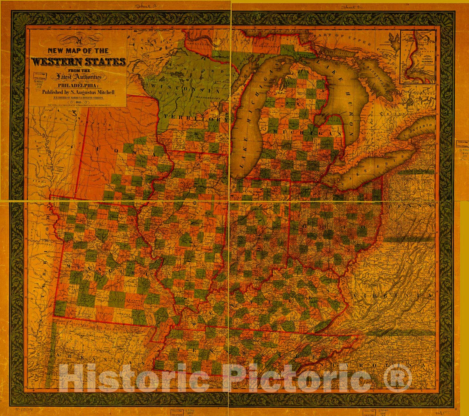Historic 1845 Map - A New map of The Western States. – Historic Pictoric