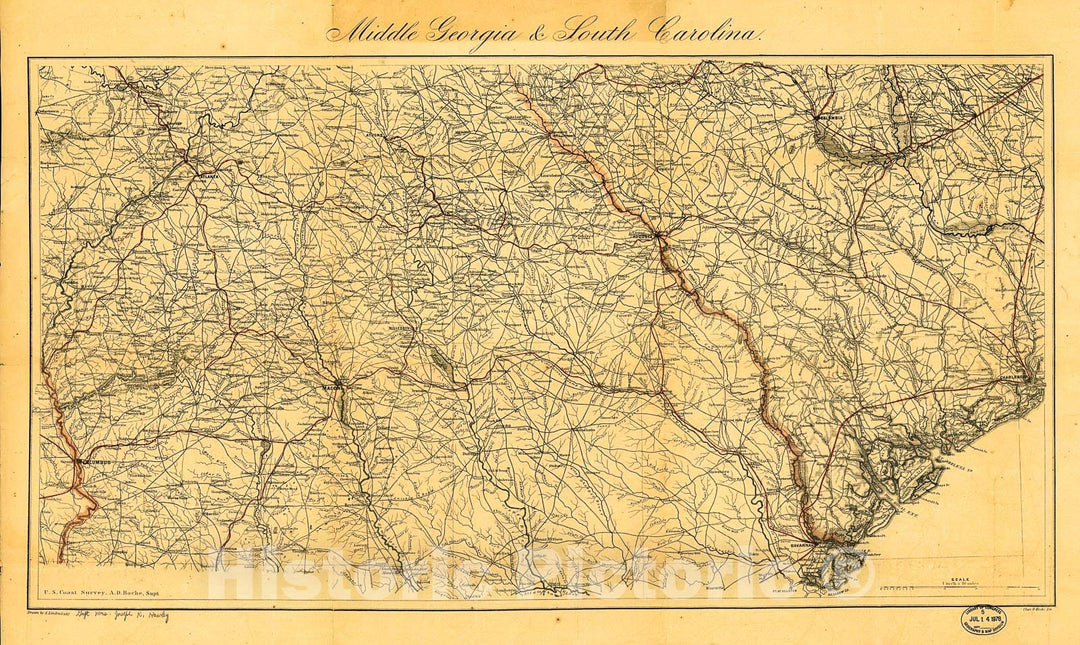 Historic 1865 Map - Middle Georgia & South Carolina – Historic Pictoric