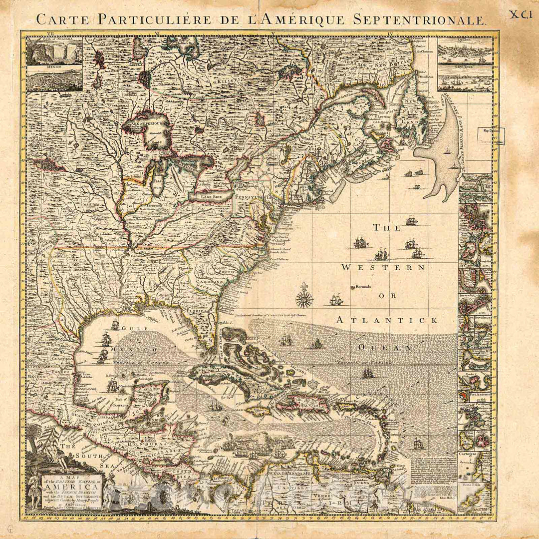 Historic 1741 Map - A map of The British Empire in America with The Fr ...