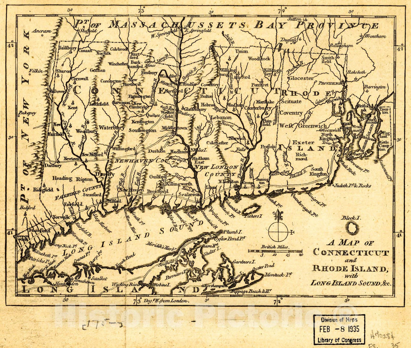 Historic 1776 Map - A map of Connecticut and Rhode Island with Long Is ...