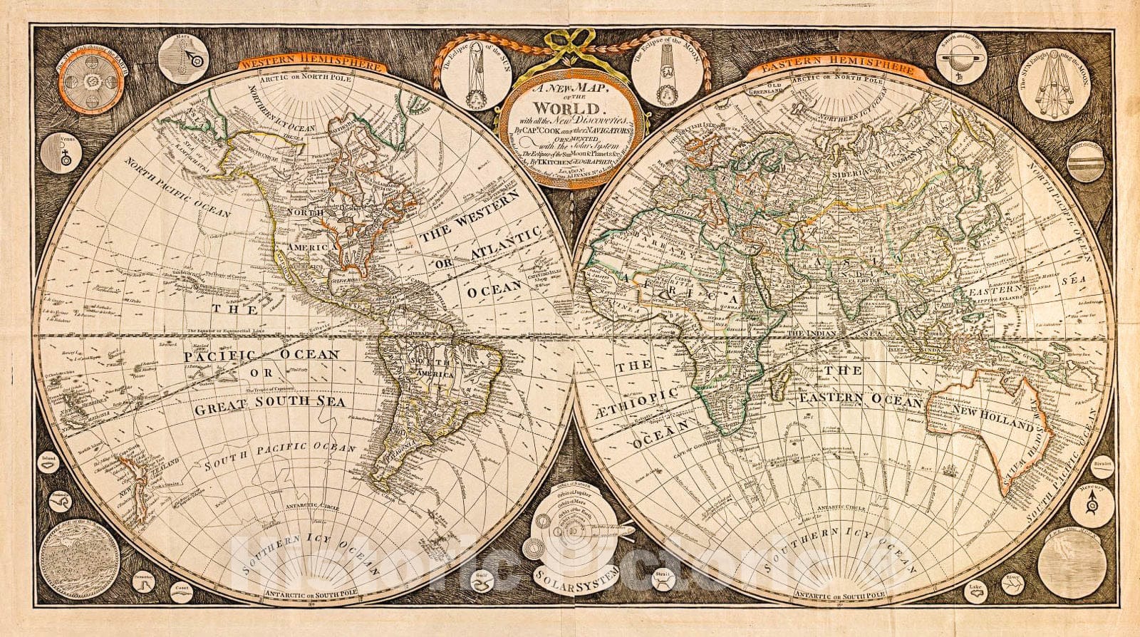 Historic 1799 Map - A New map of The World : with All The New Discover ...