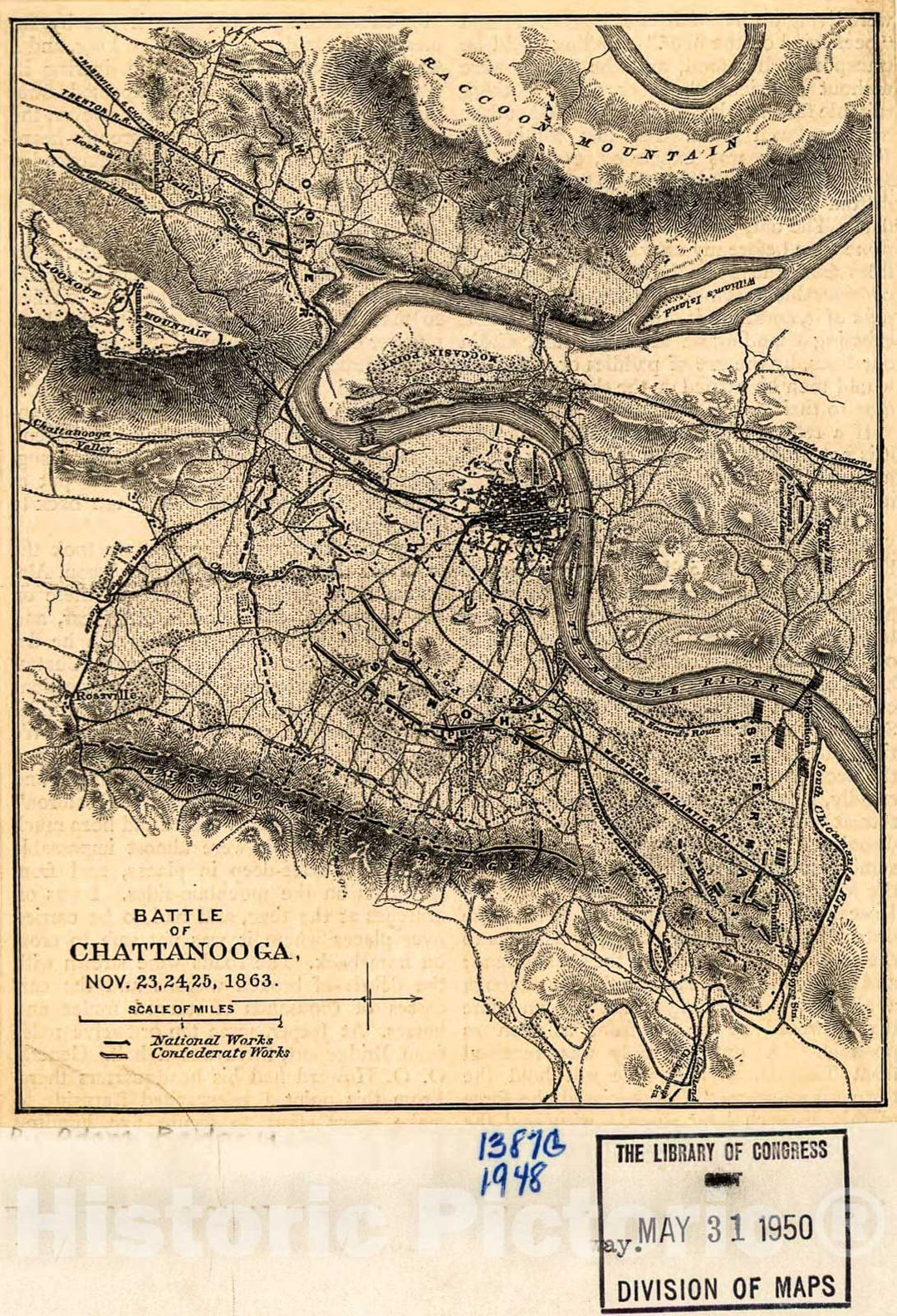 Historic 1885 Map - Battle of Chattanooga, Nov. 23, 24, 25, 1863 ...