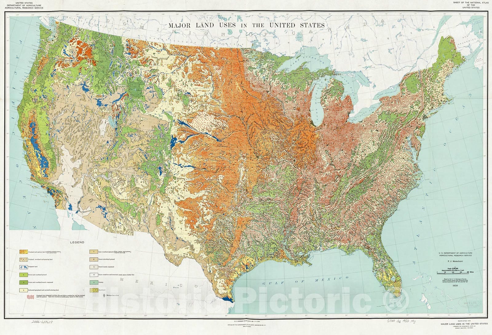Historic 1950 Map - Major Land uses in The United States – Historic ...