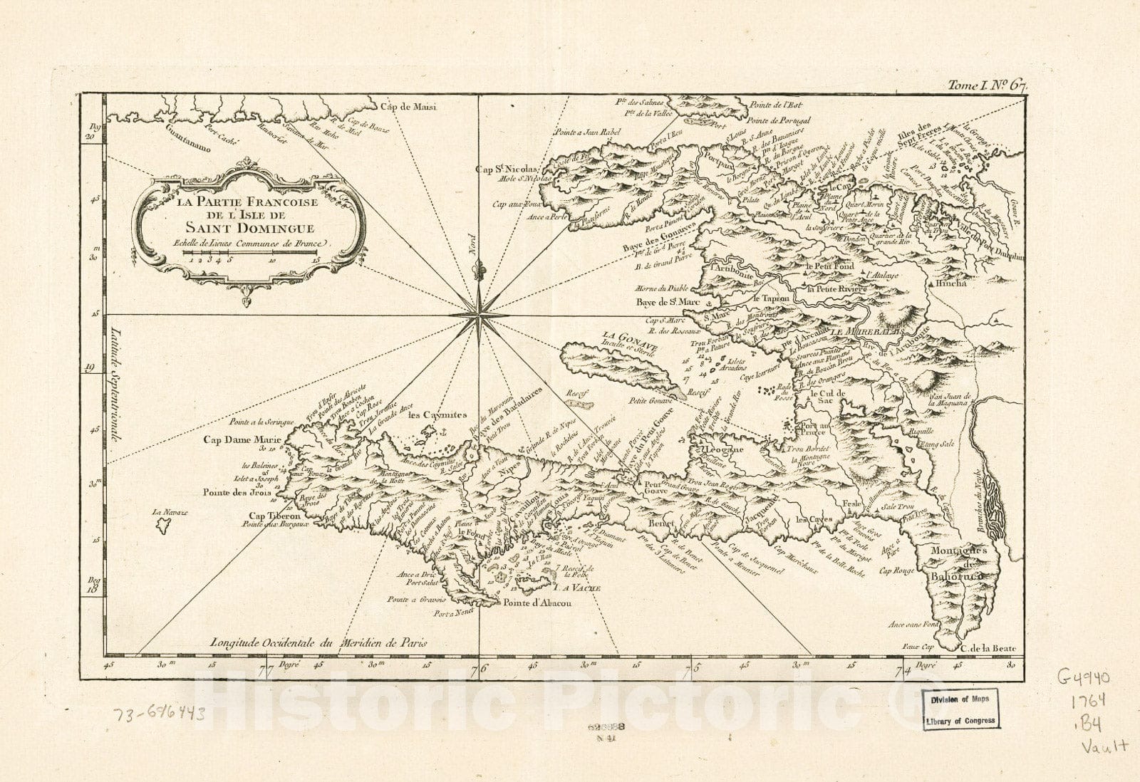 Historic 1764 Map - La Partie franÃ§oise de l'isle de Saint Domingue ...