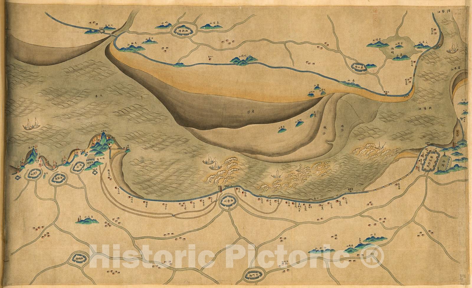 Historic 1775 Map - Qiantang Jiang yan an tu – Historic Pictoric