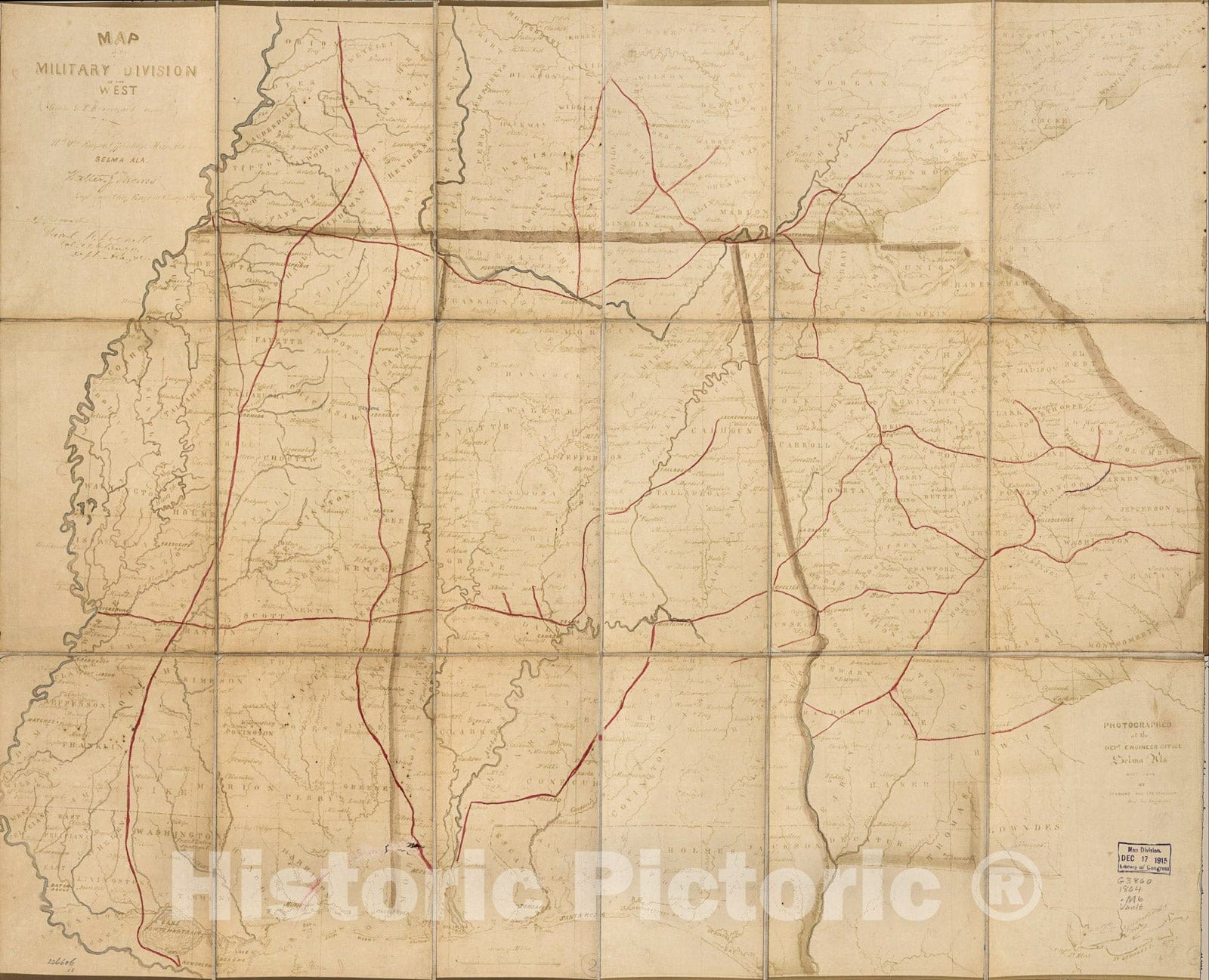 Historic 1864 Map - Map of The Military Division of The West : (Genl ...