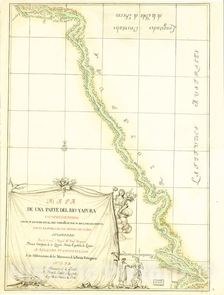 Historic 1788 Map - Mapa de UNA Parte del Rio YapurÃ¡ : comprehendida ...