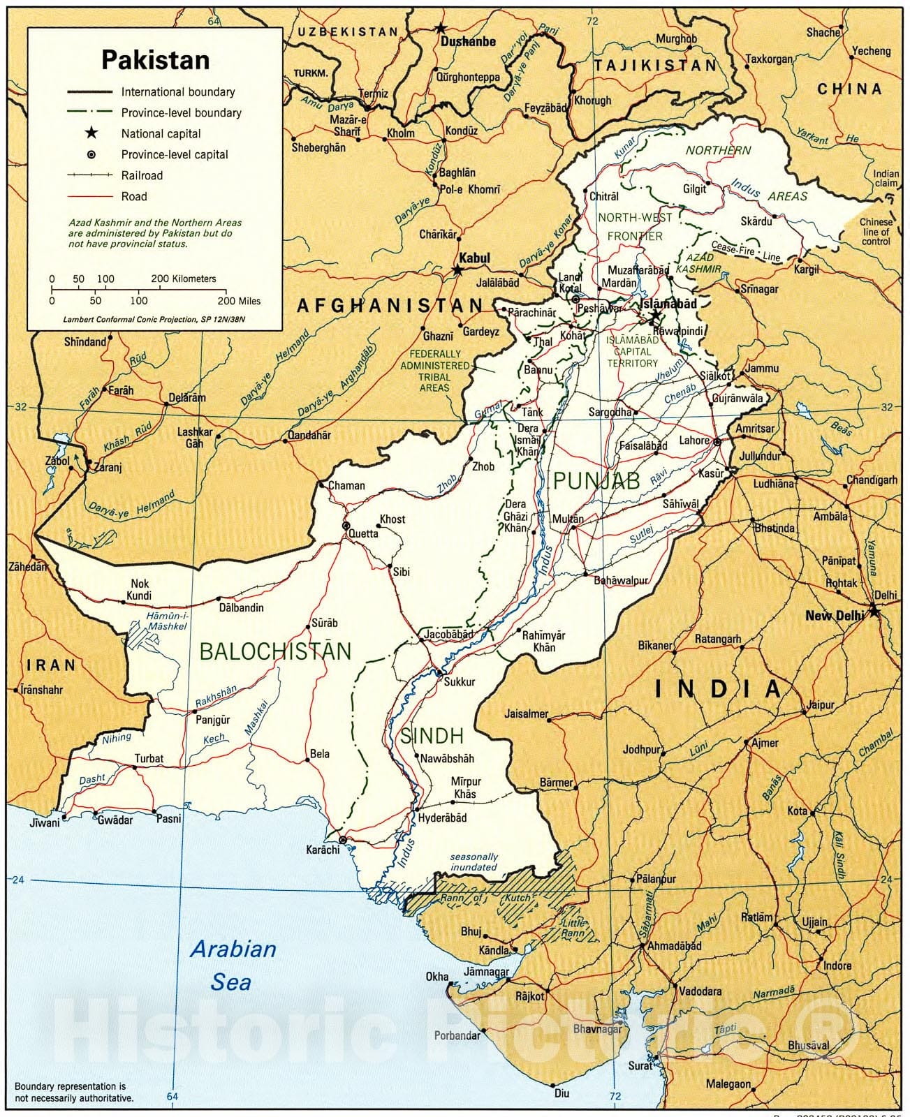 Historic 1996 Map - Pakistan. - Historic Pictoric